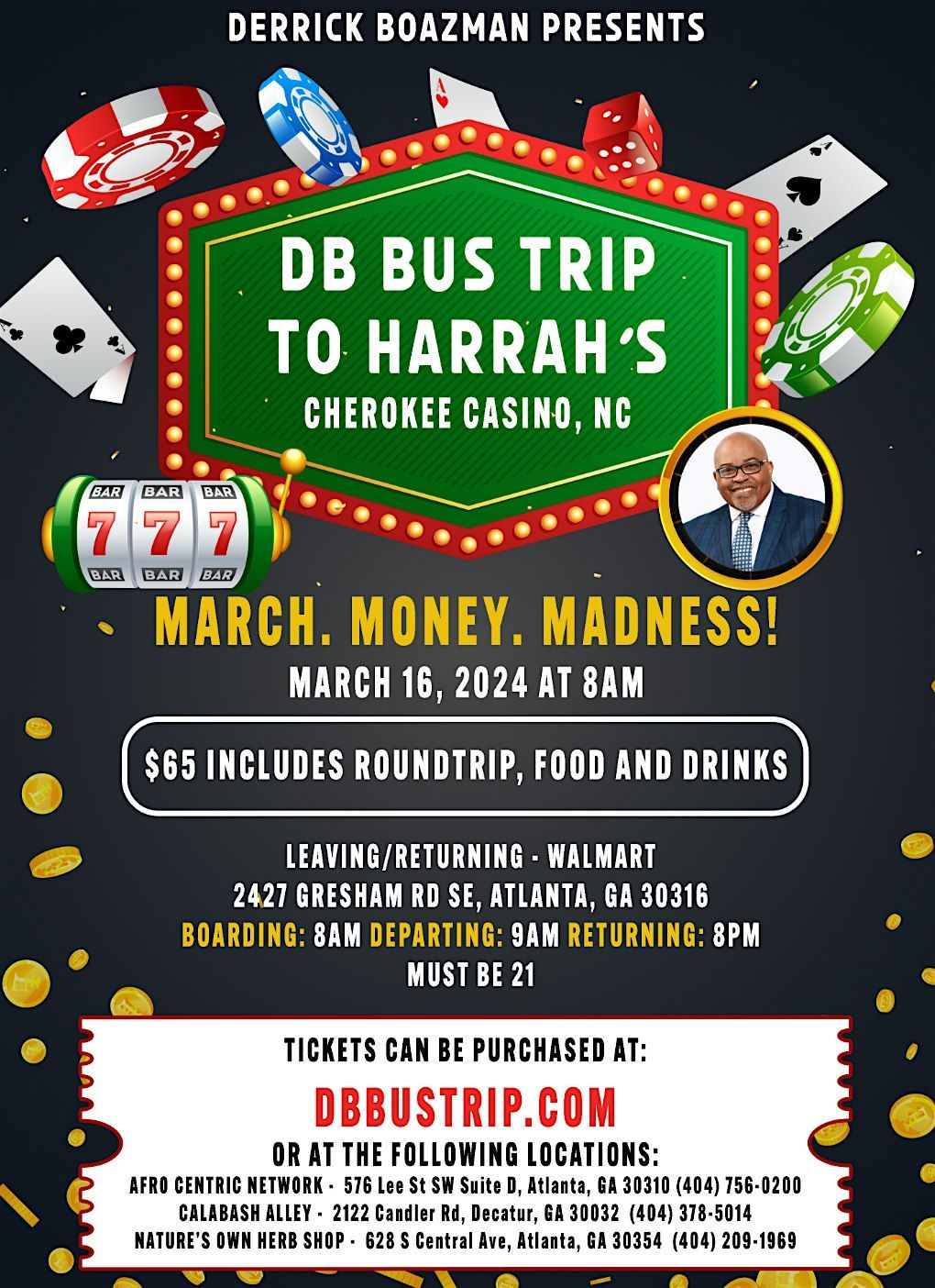 Derrick Boazman Party Bus to Harrahs Casino (March 2024), Harrah's ...