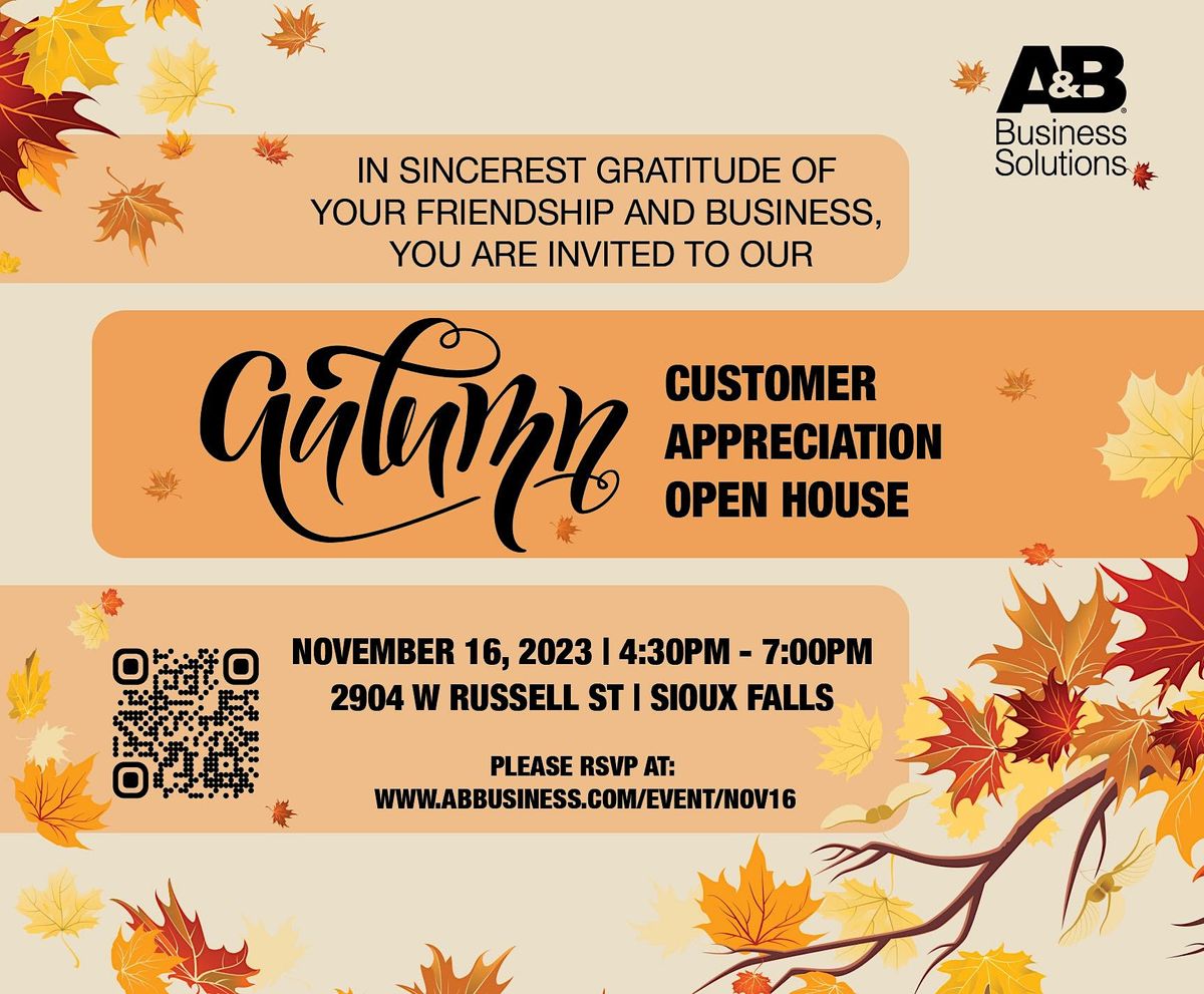 Autumn Customer Appreciation Open House, 2904 W Russell St, Sioux Falls, 16 November 2023 ...