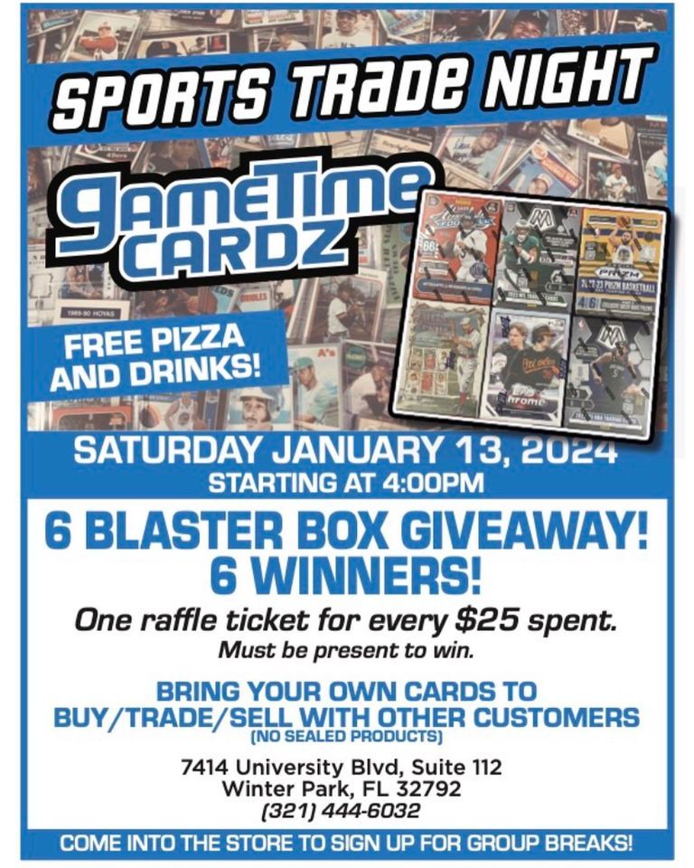 January Sports Trade Night, Game Time Cardz, Winter Park, January 13 ...