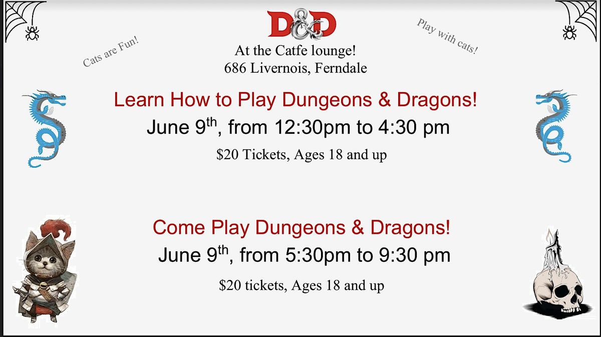 Play Dungeons & Dragons...with cats!, Catfé Lounge, Ferndale, 9 June ...