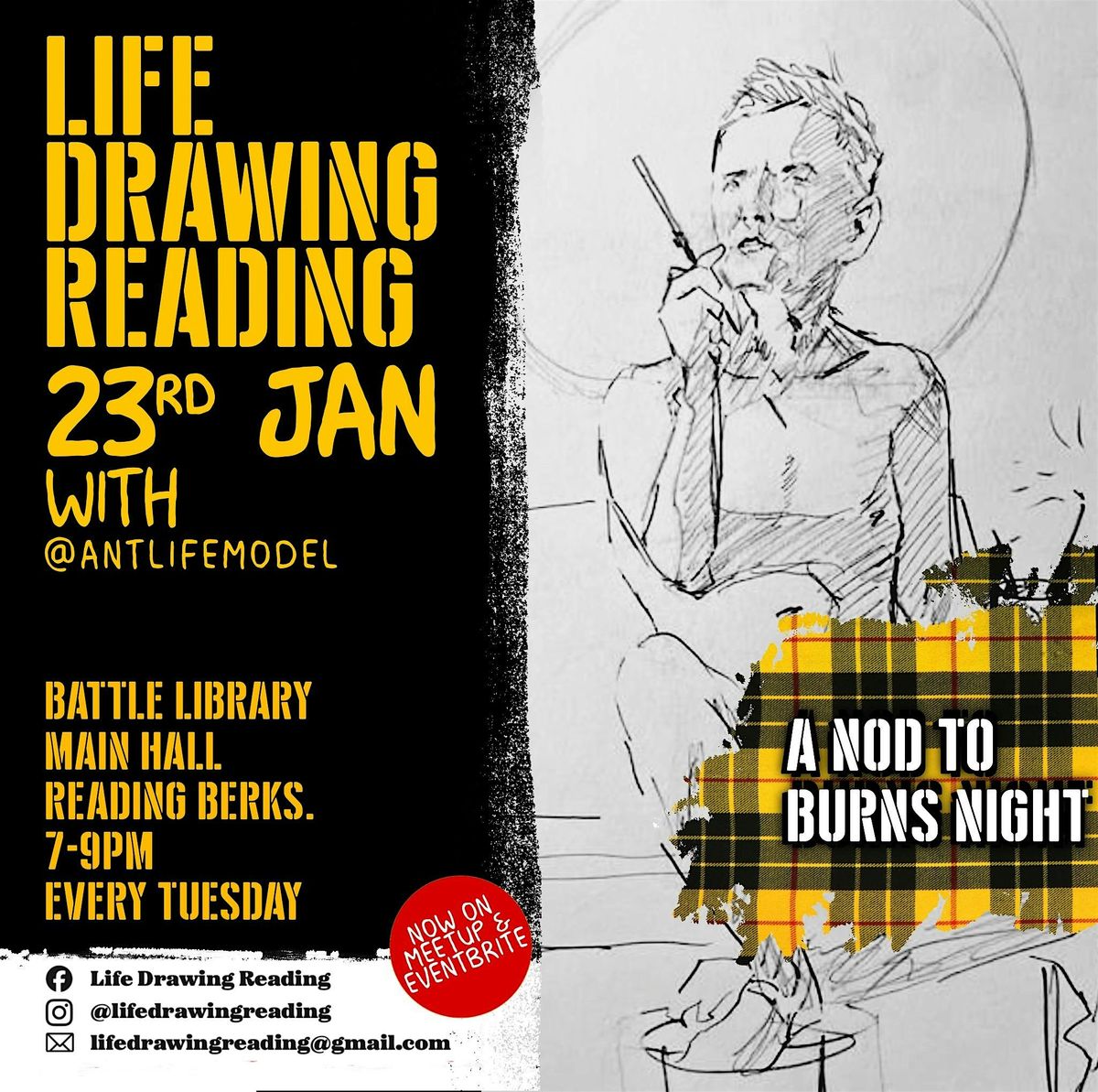Come draw the wonderfully charismatic @antlifemodel this coming Tuesday ...