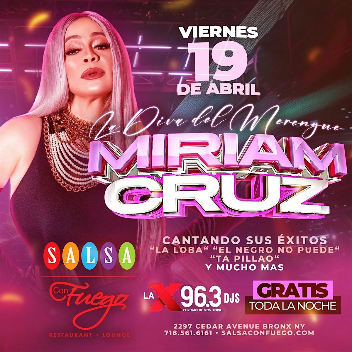Miriam Cruz La Diva del Merengue, Salsa Con Fuego, The Bronx, 19 April ...