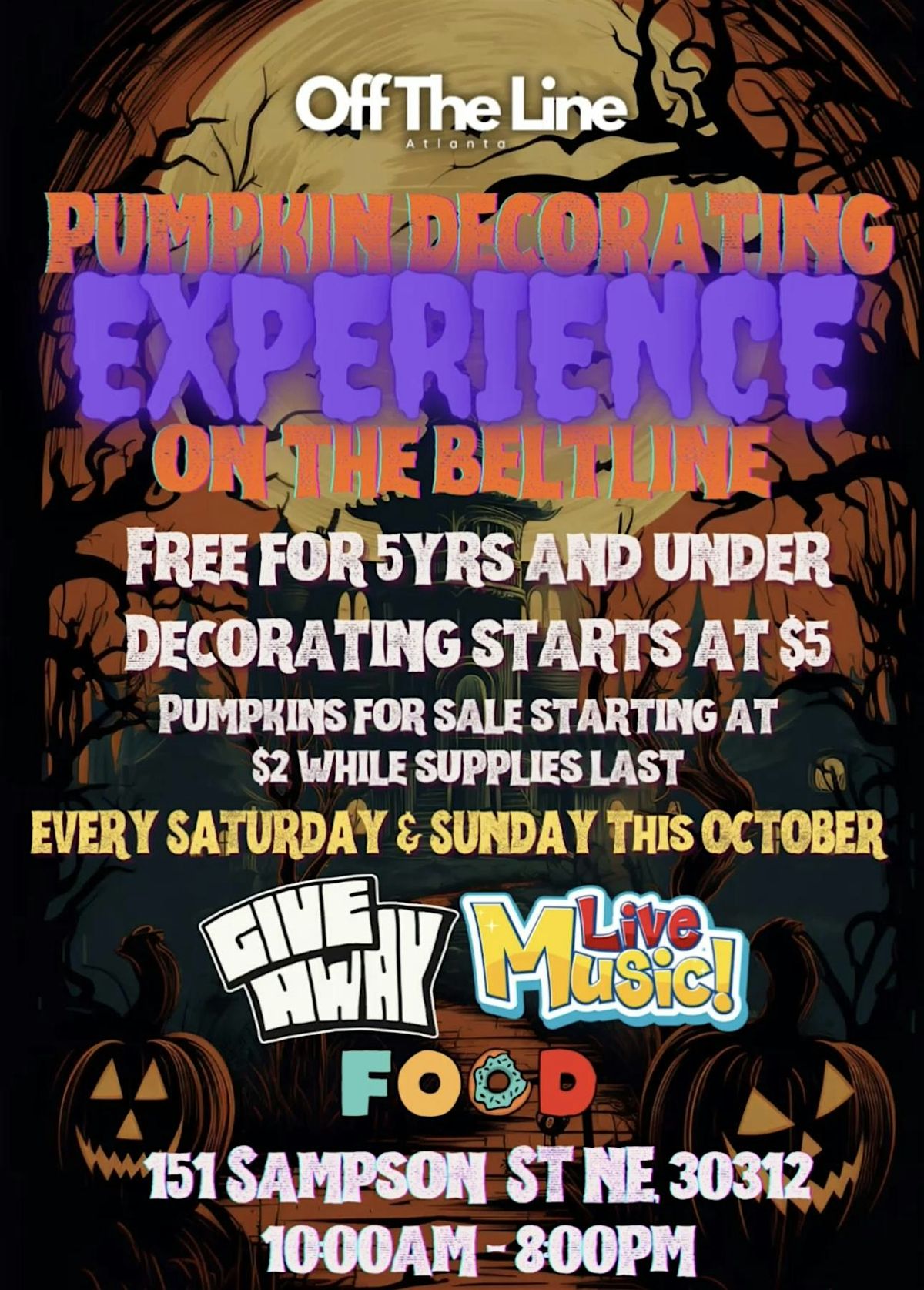 Off the Line ATL Pumpkin Decorating Experience, 151 Sampson Street ...