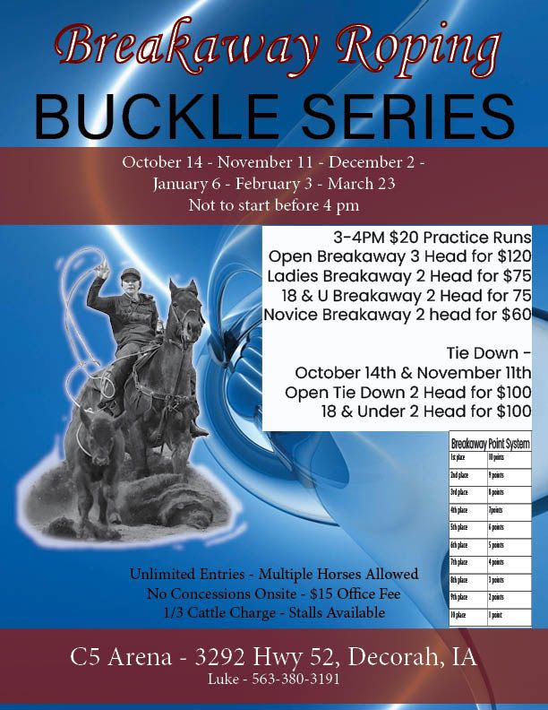 Breakaway Roping Buckle Series, C5 Arena, Highlandville, 2 December ...