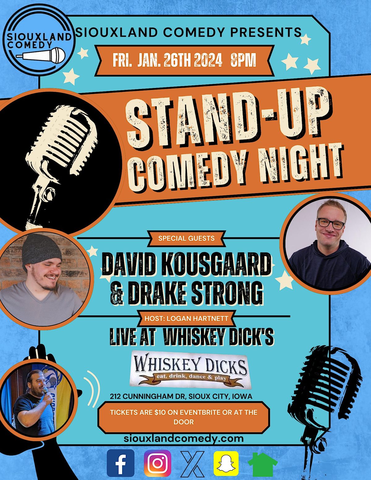 Stand-up Comedy with David Kousgaard & Drake Strong, Whiskey Dicks Bar ...
