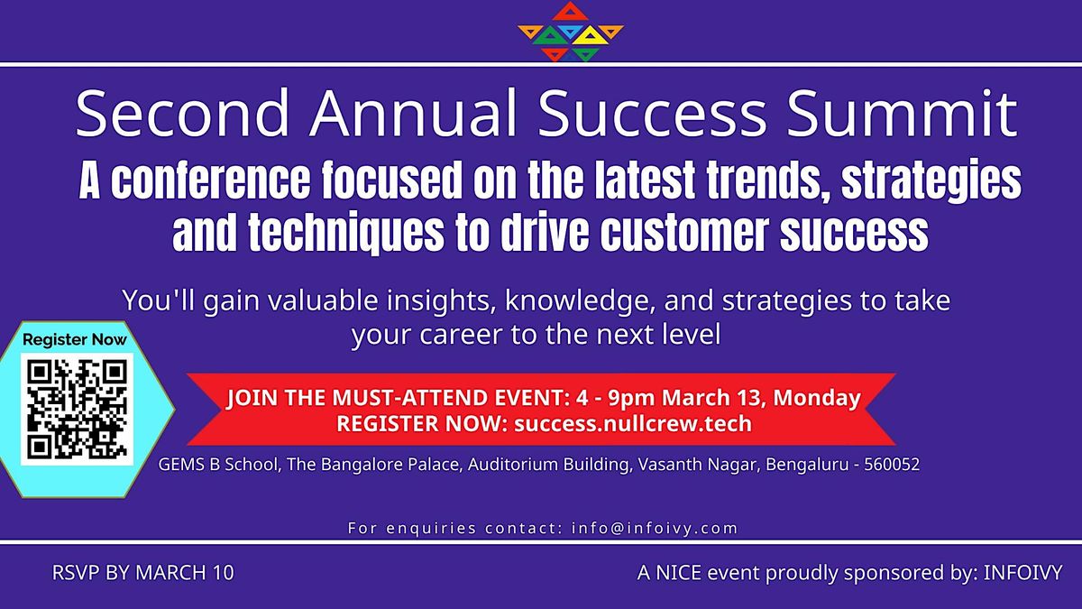 Second Annual Customer Success Summit, GEMS B SCHOOL, Bengaluru, 13 ...
