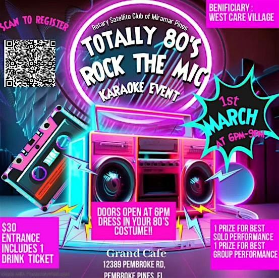 Rotary Totally 80s Rock the Mic - Karaoke Event, Grand Cafe, Pembroke ...