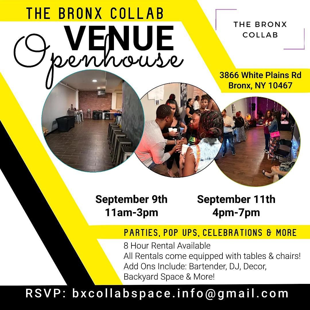 Event venue open house and walk through, The Bronx Collab, 9 September ...