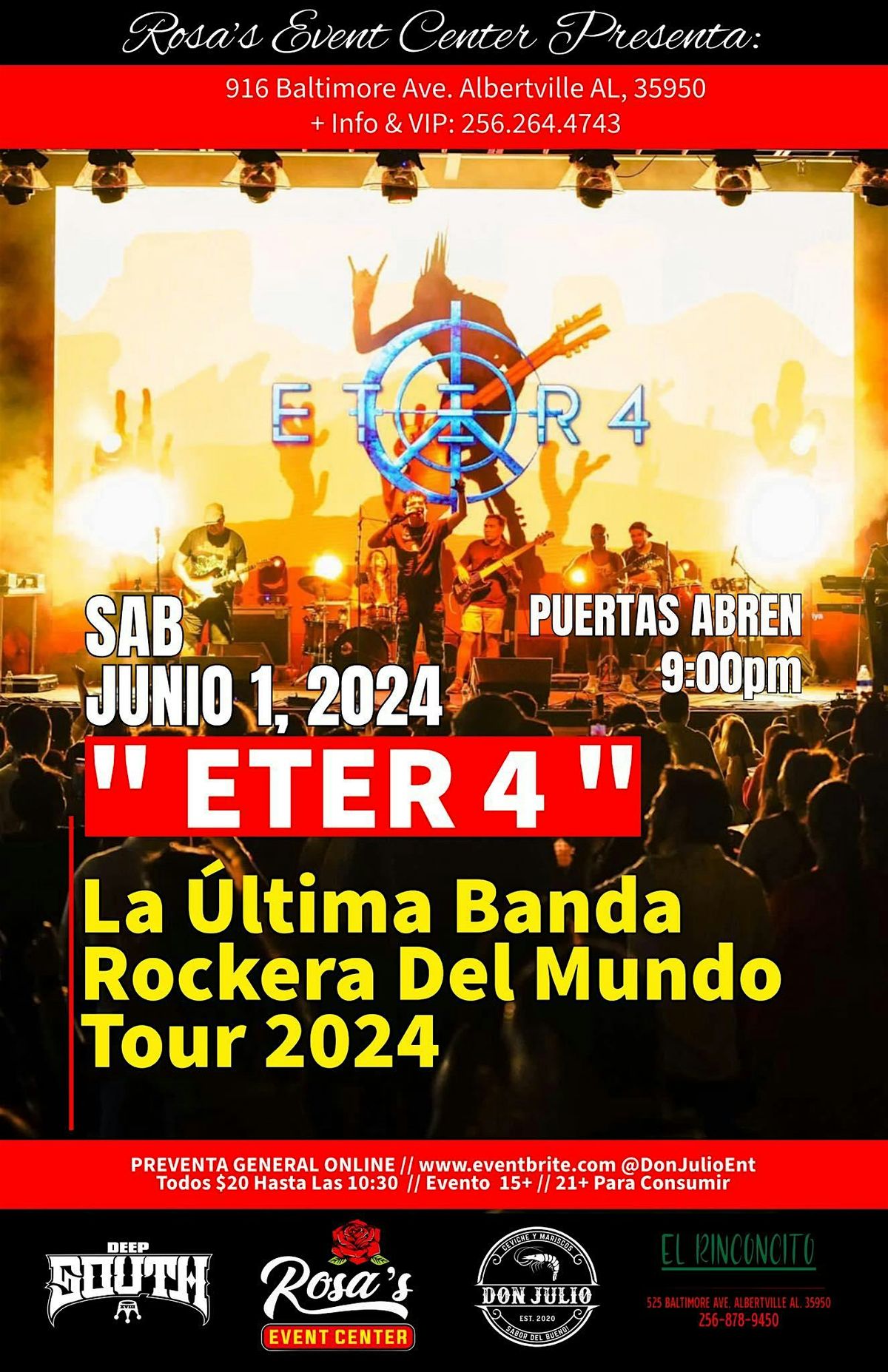 " ETER4 " LIVE AT ROSAS EVENT CENTER - LA ULTIMA BANDA ROCKERA DEL ...