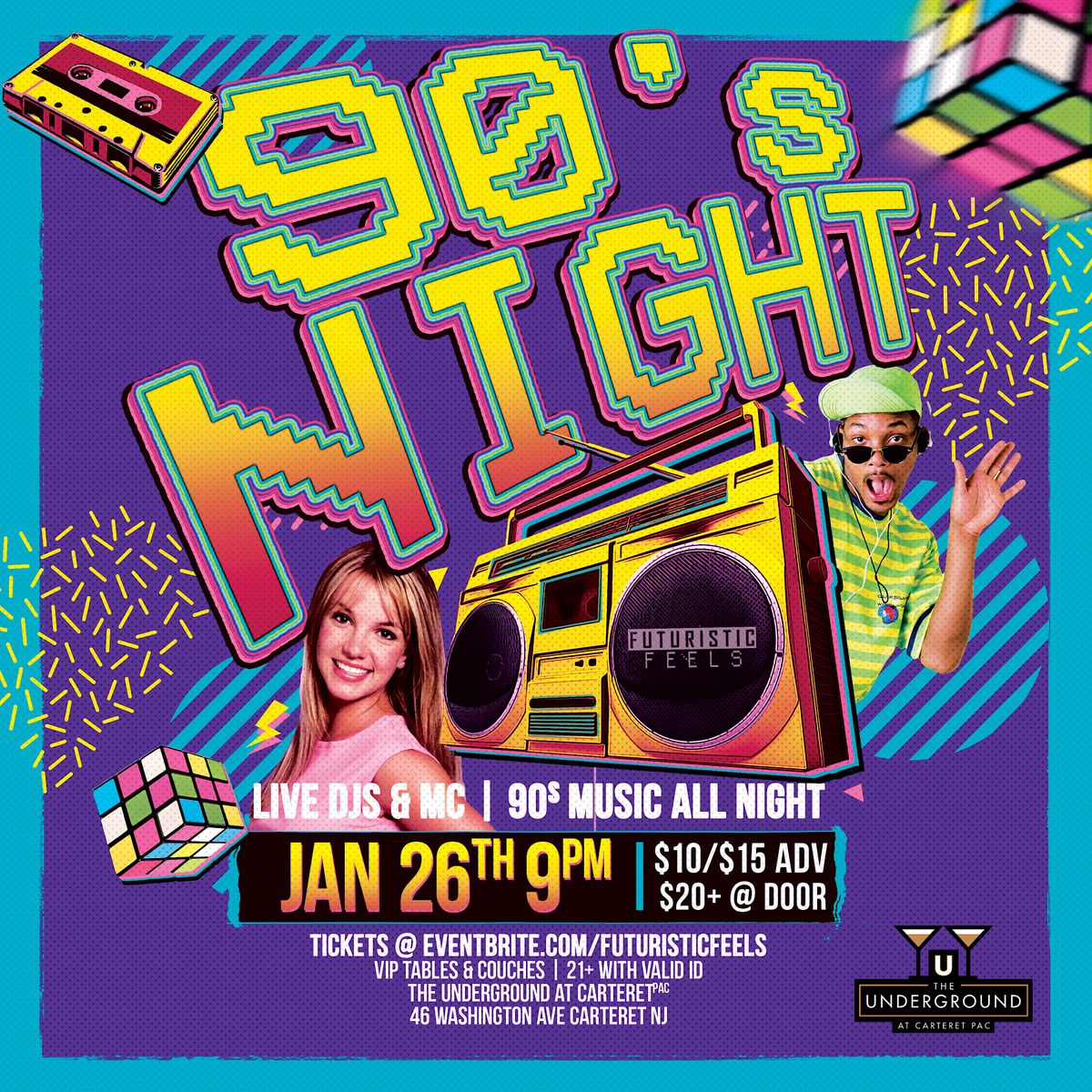 90s Night Party, The Underground at Carteret PAC, 26 January to 27 ...