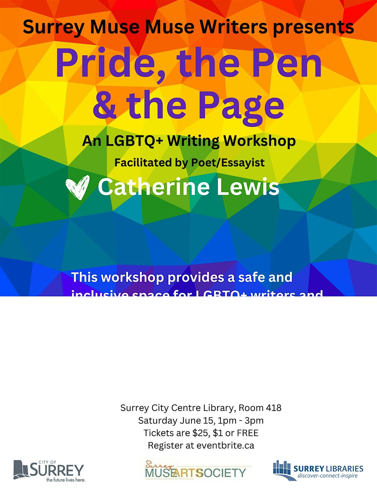 Pride, the Pen & the Page LGBTQ+ Writing Workshop, Surrey Libraries ...