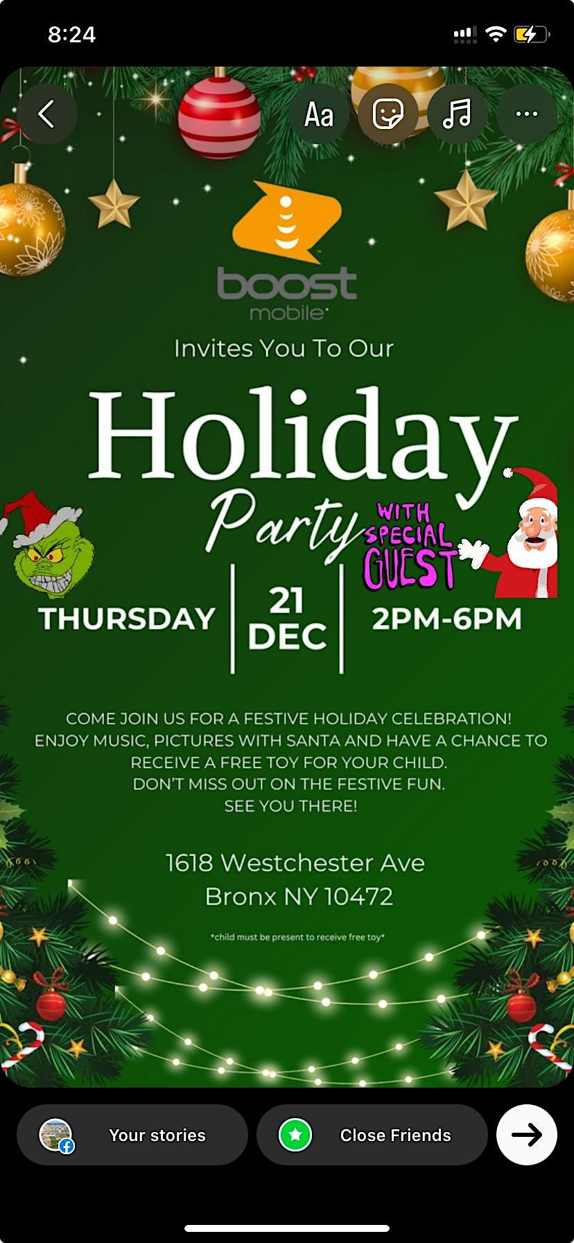 Boost Mobile Holiday Party w Special Guests... The Grinch & Santa ...