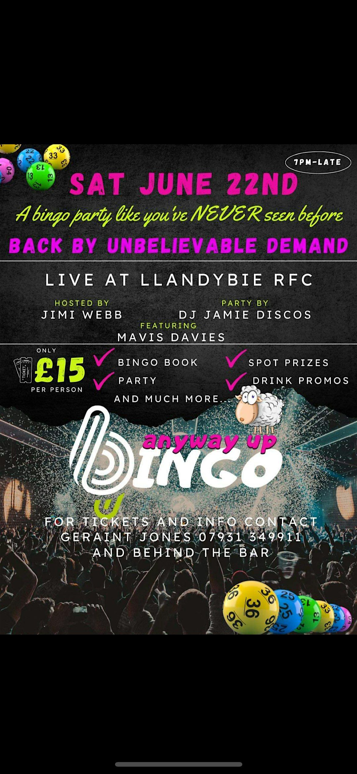 Anyway up Bingo, Llandybie Rugby Club, 22 June 2024 | AllEvents.in