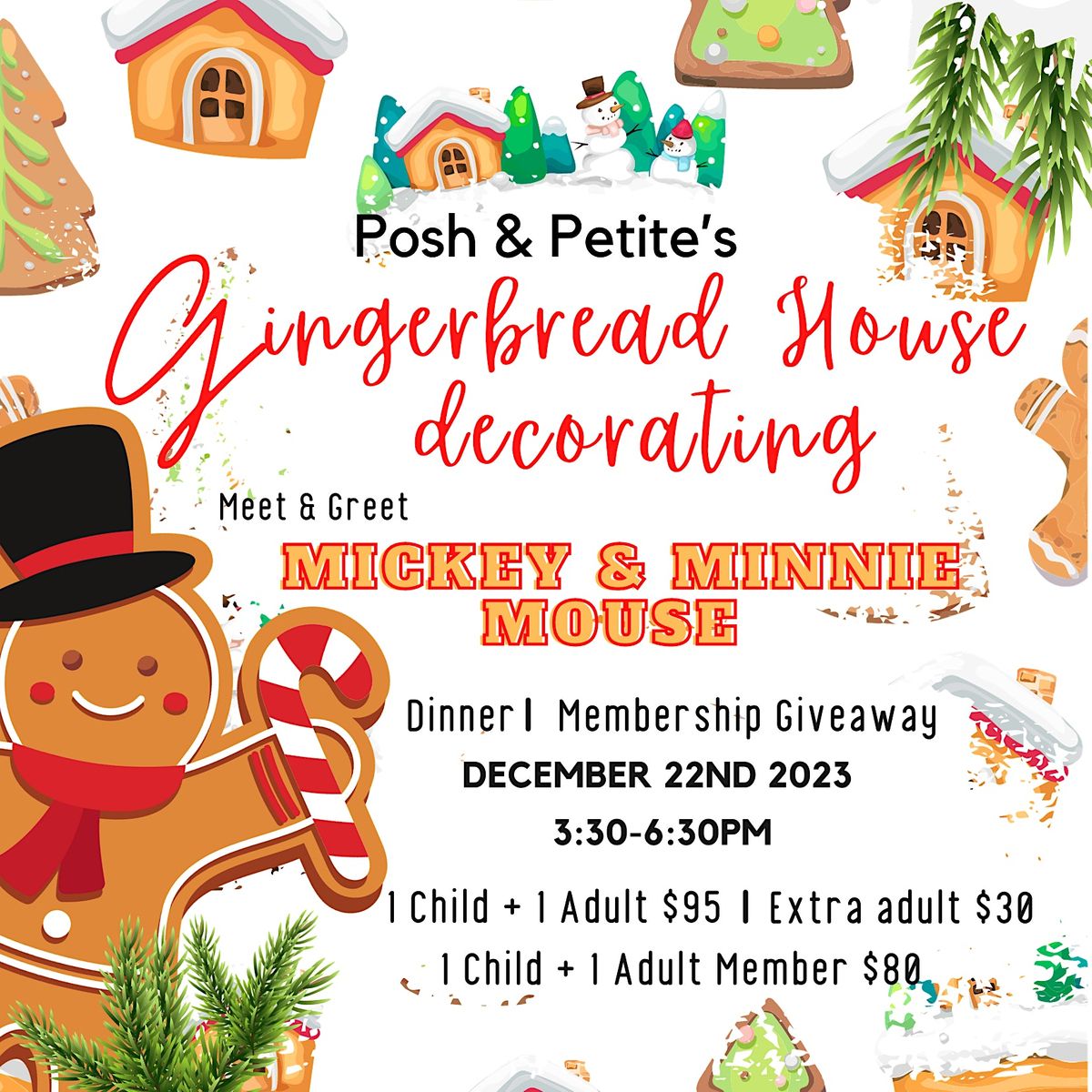 Gingerbread House decorating with Mickey & Minnie Mouse, Posh & Petite ...