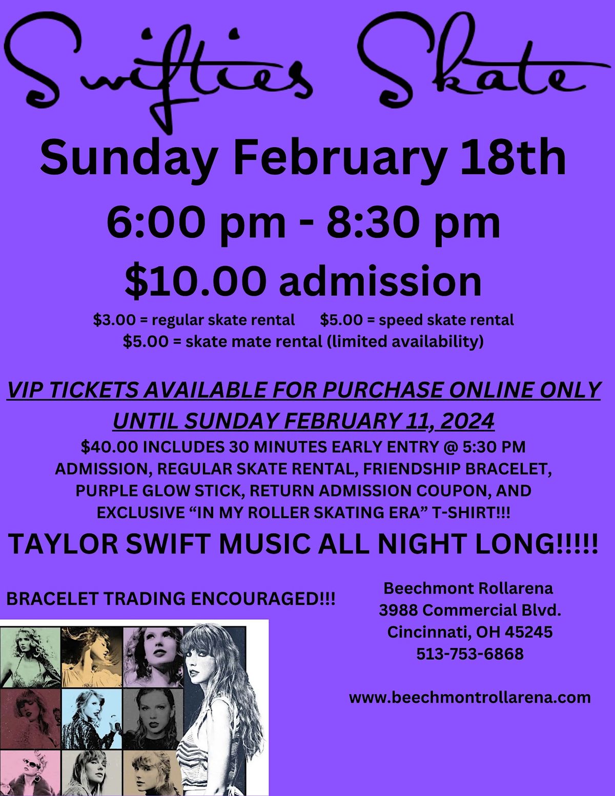 Swifties Skate Night, Beechmont Rollarena, Cincinnati, 18 February 2024 ...