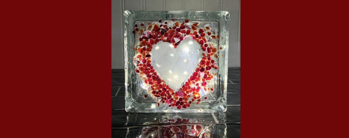Crushed Glass Glass Block Love Heart Paint Sip Art Class Lake Milton ...