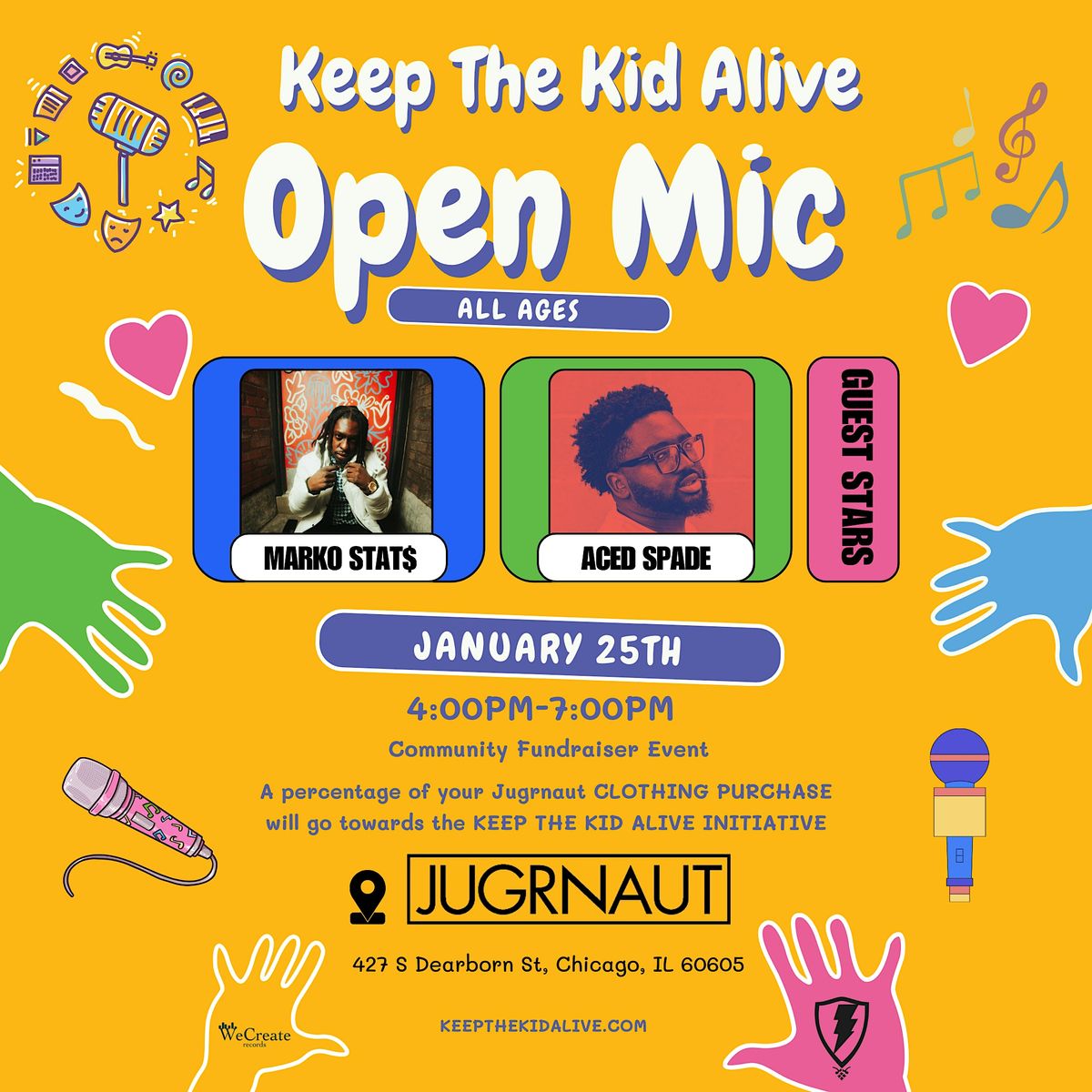 Keep The Kid Alive: Open Mic Fundraiser Event, Jugrnaut, Chicago, 25 ...