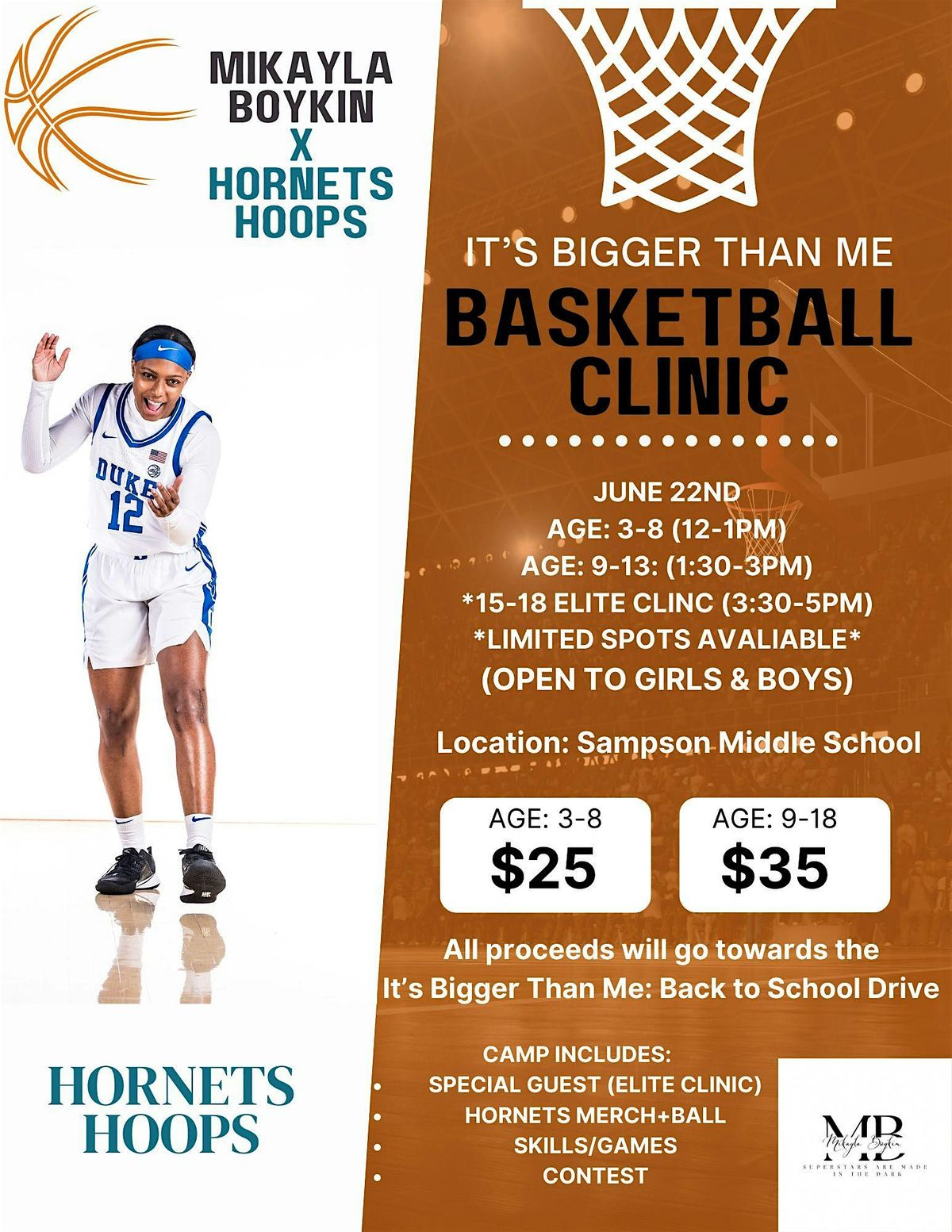 Mikayla Boykin "Its Bigger Than Me" Basketball Clinic, Sampson Middle ...