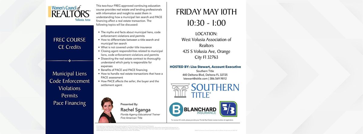Realtor CE Credit Class_FREC Course Approved, West Volusia Association ...