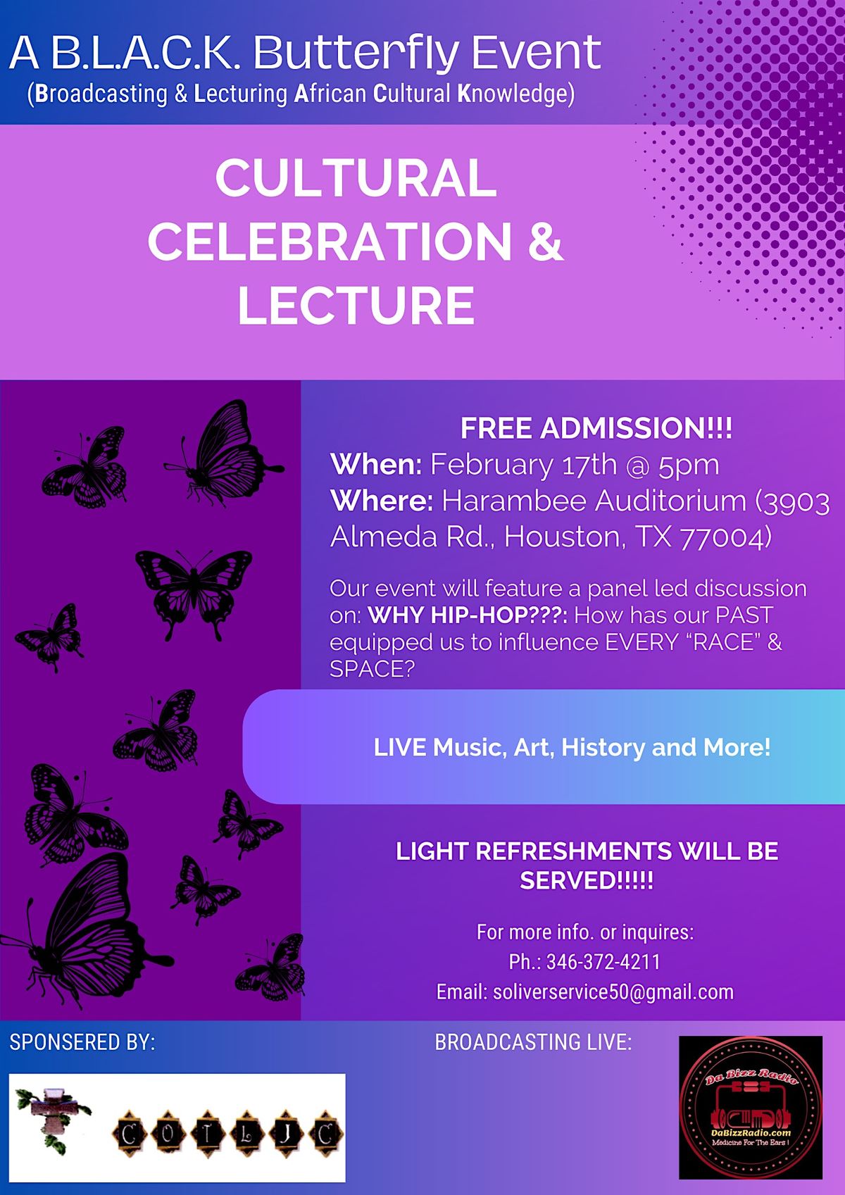 B.L.A.C.K. Butterfly Projects Annual Cultural Celebration & Lecture ...