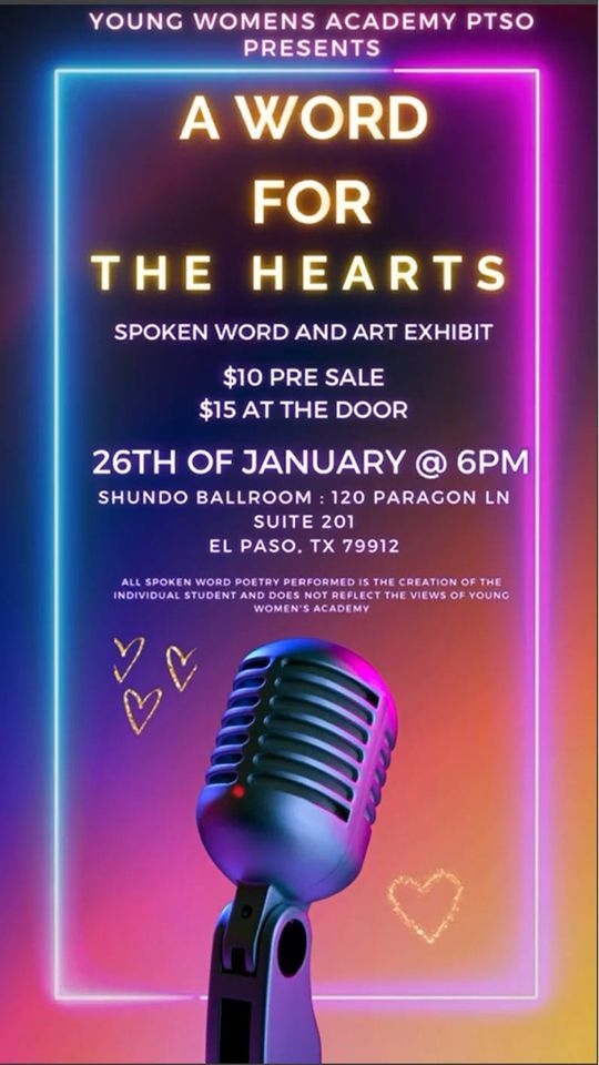Spoken word and art exhibit, Shundo Ballroom Dance Studio, El Paso ...