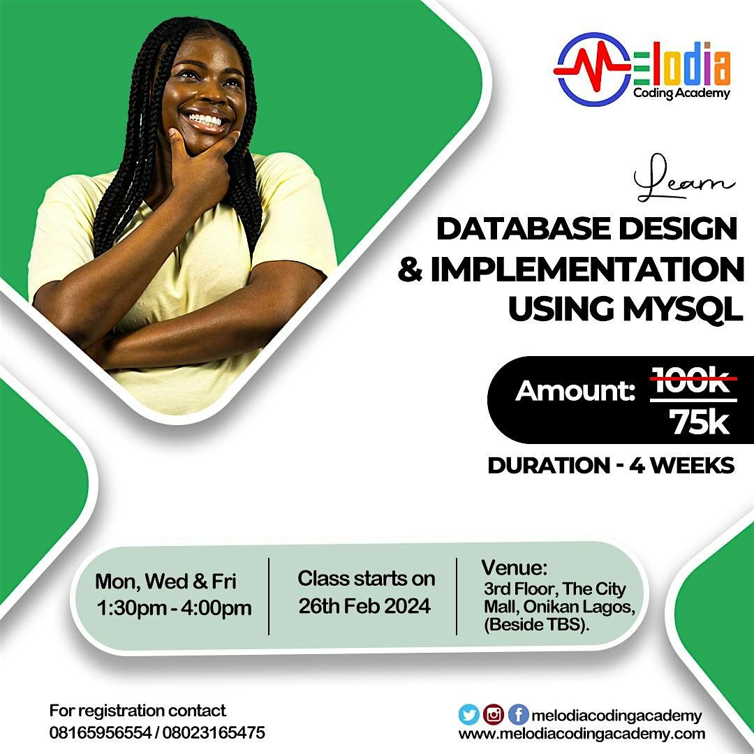 Learn Database Design And Mysql V4 The City Mall Onikan Lagos February 26 To March 22