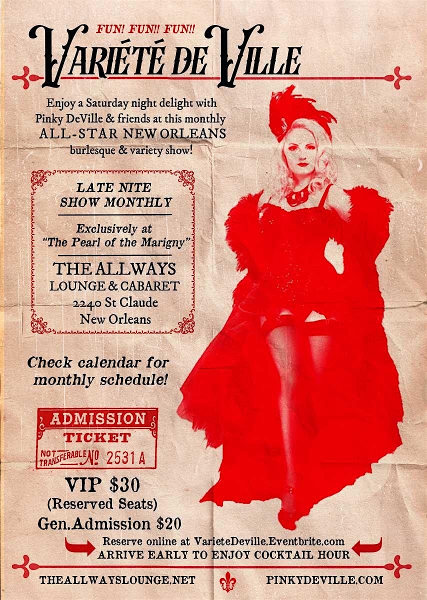 Variété deVille - An Evening of New Orleans Cabaret & Variety, The AllWays Lounge & Cabaret, New ...
