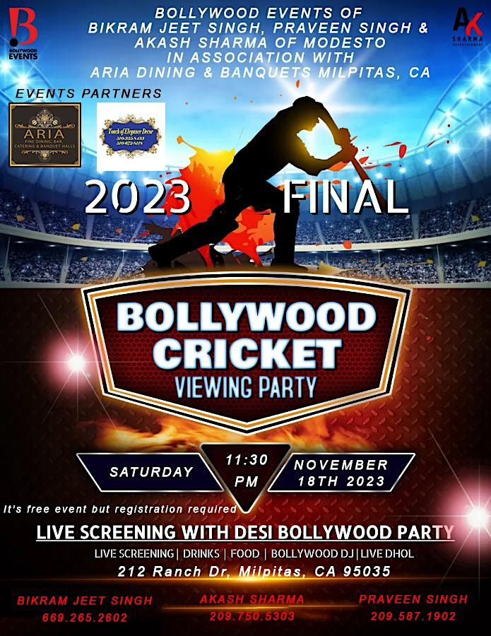 Bollywood Cricket Viewing Party, Aria Dining & Banquets, Milpitas, 18 ...