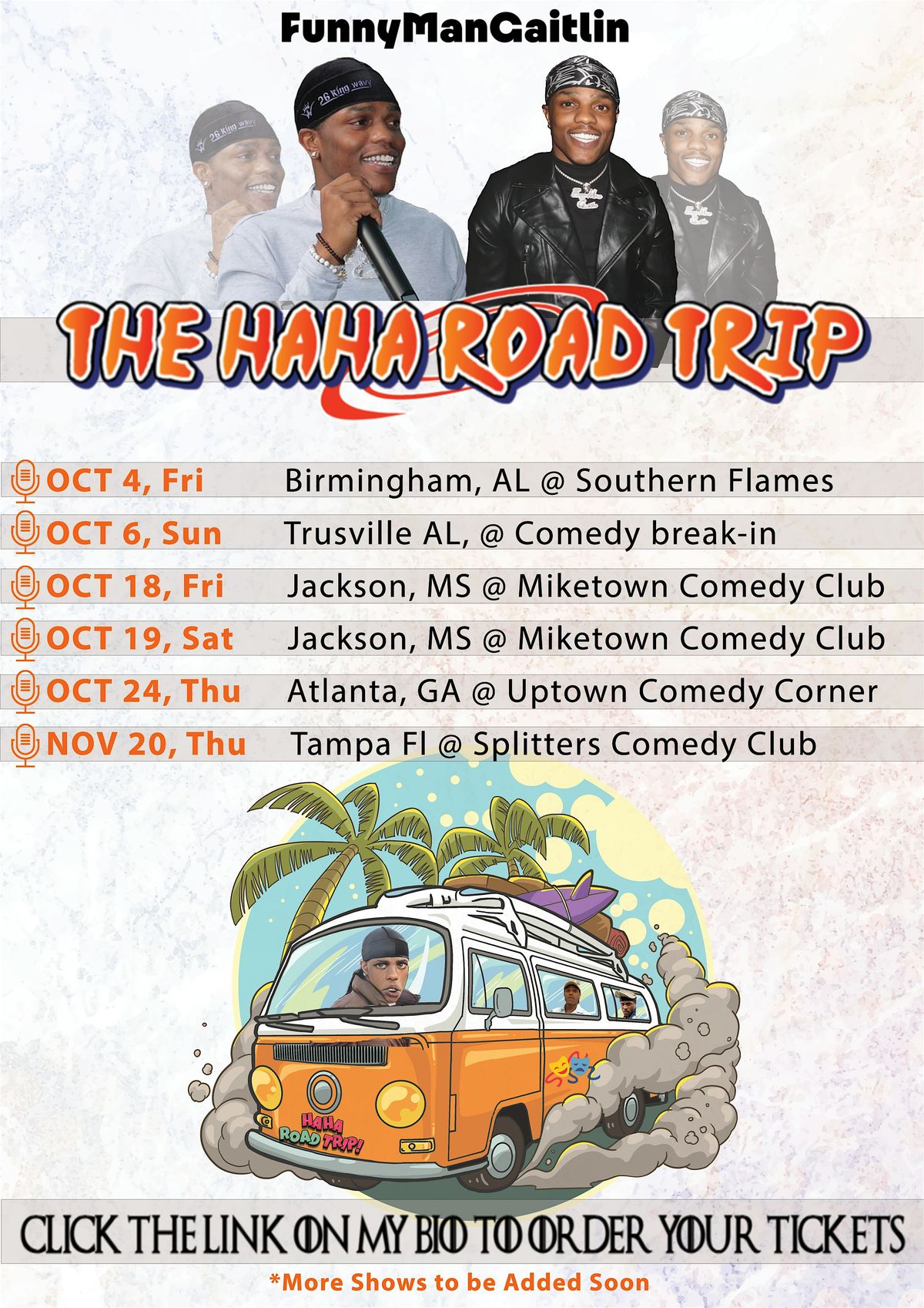 FunnyManGaitlin’s Haha Road Trip: Live at Southern Flames Bar & Grill – Bir, 6501 Aaron Aronov ...