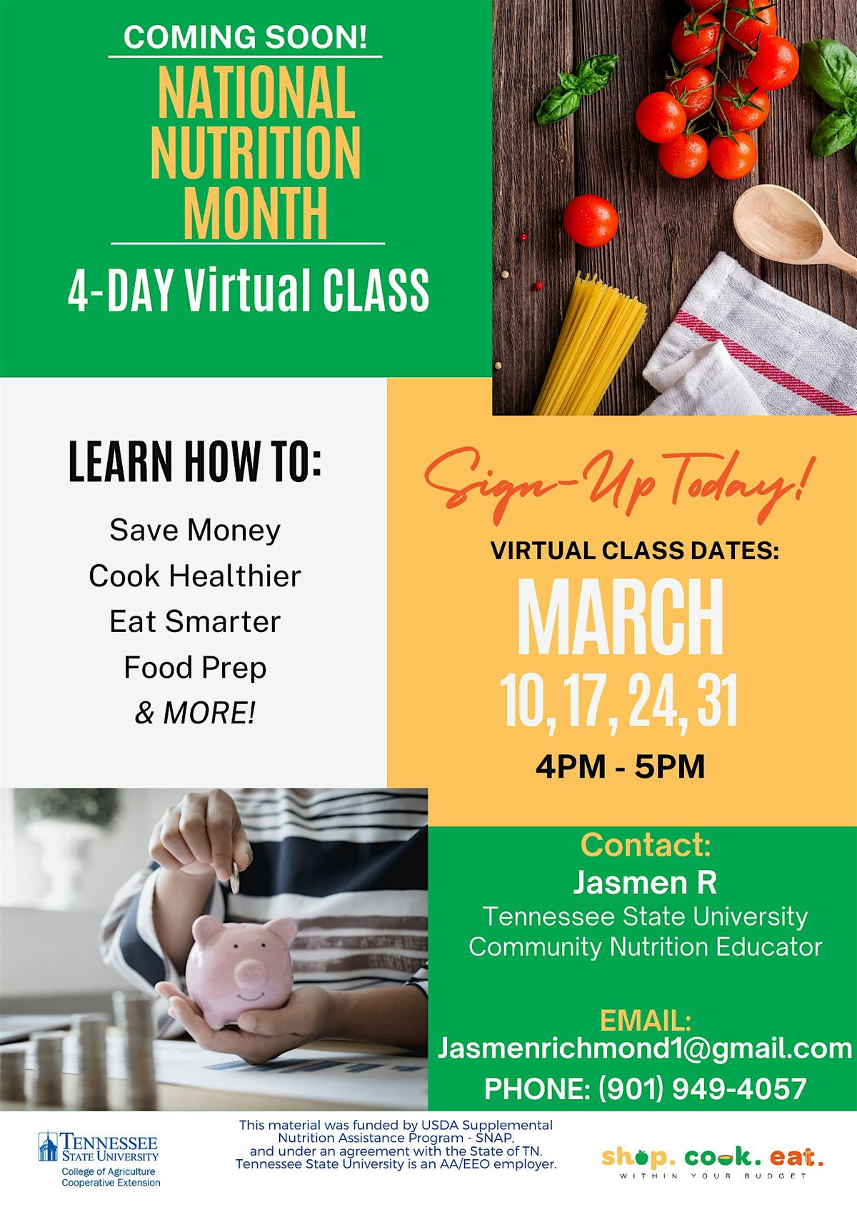 4-Day Virtual National Nutrition Month Series, March 10 to March 31 ...