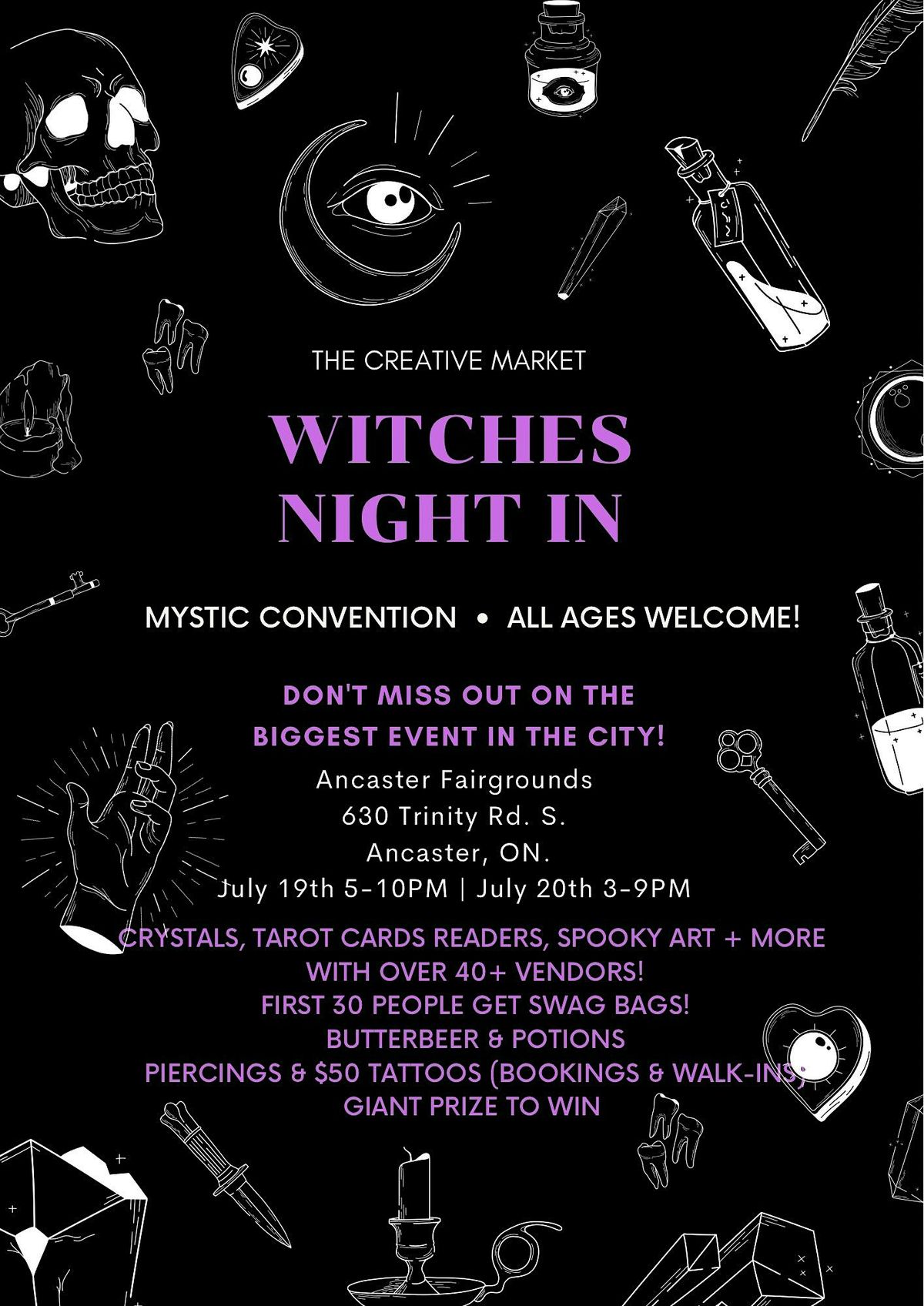 WITCHES NIGHT IN / $50 TATTOOS, 50+ VENDORS & MORE, Ancaster ...