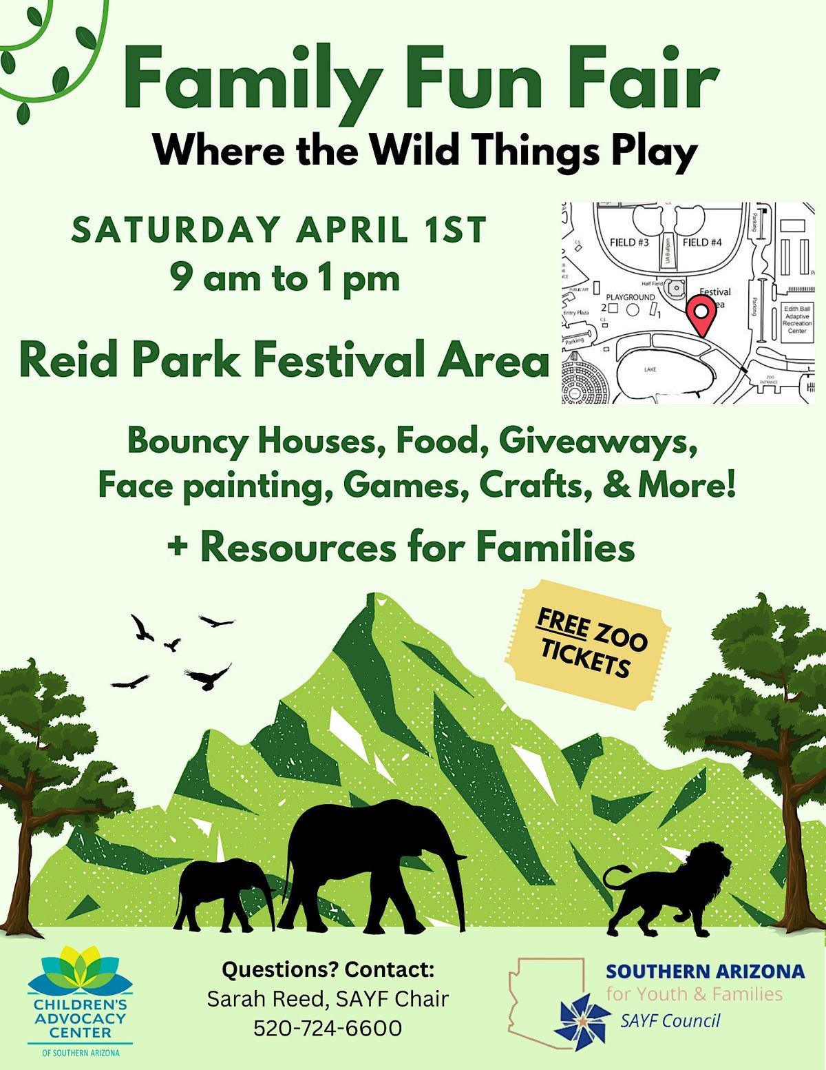 Family Fun Fair: Where the Wild Things Play, Reid Park, Tucson, 1 April