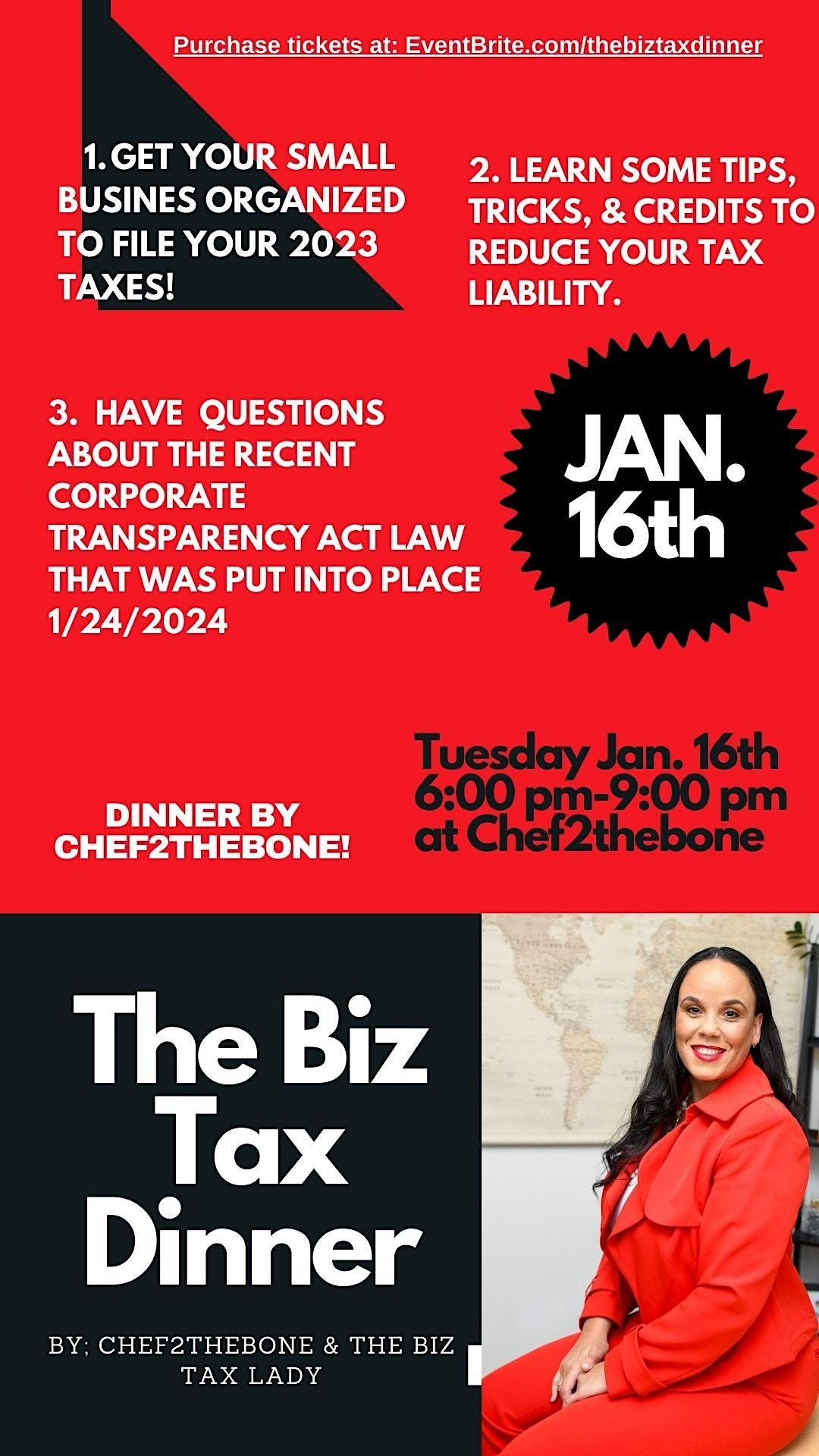 The Biz Tax Dinner - Come learn, network & eat good!, Chef2TheBone Fish Fry & More..., North ...