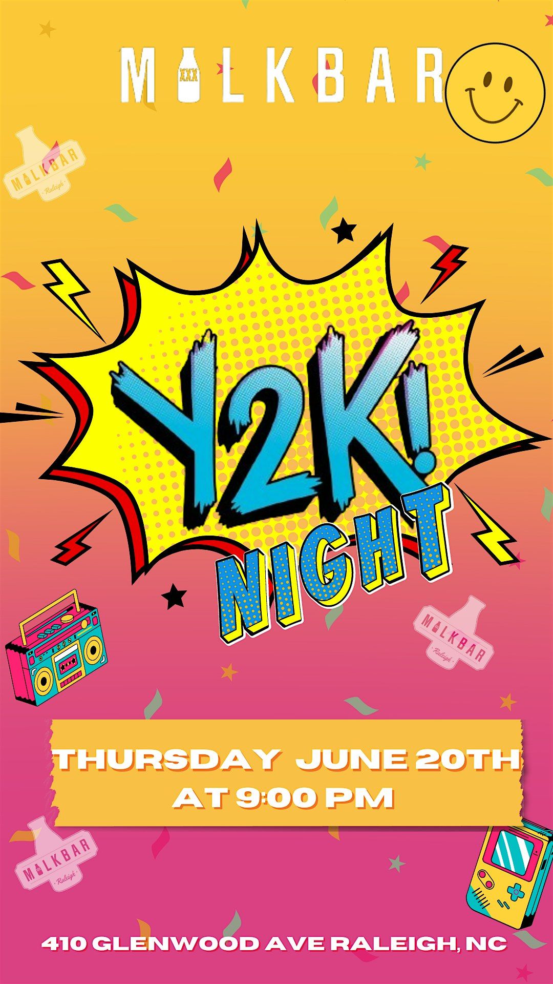 Y2K Night at Milk Bar, 410 Glenwood Ave, Raleigh, 20 June to 21 June ...