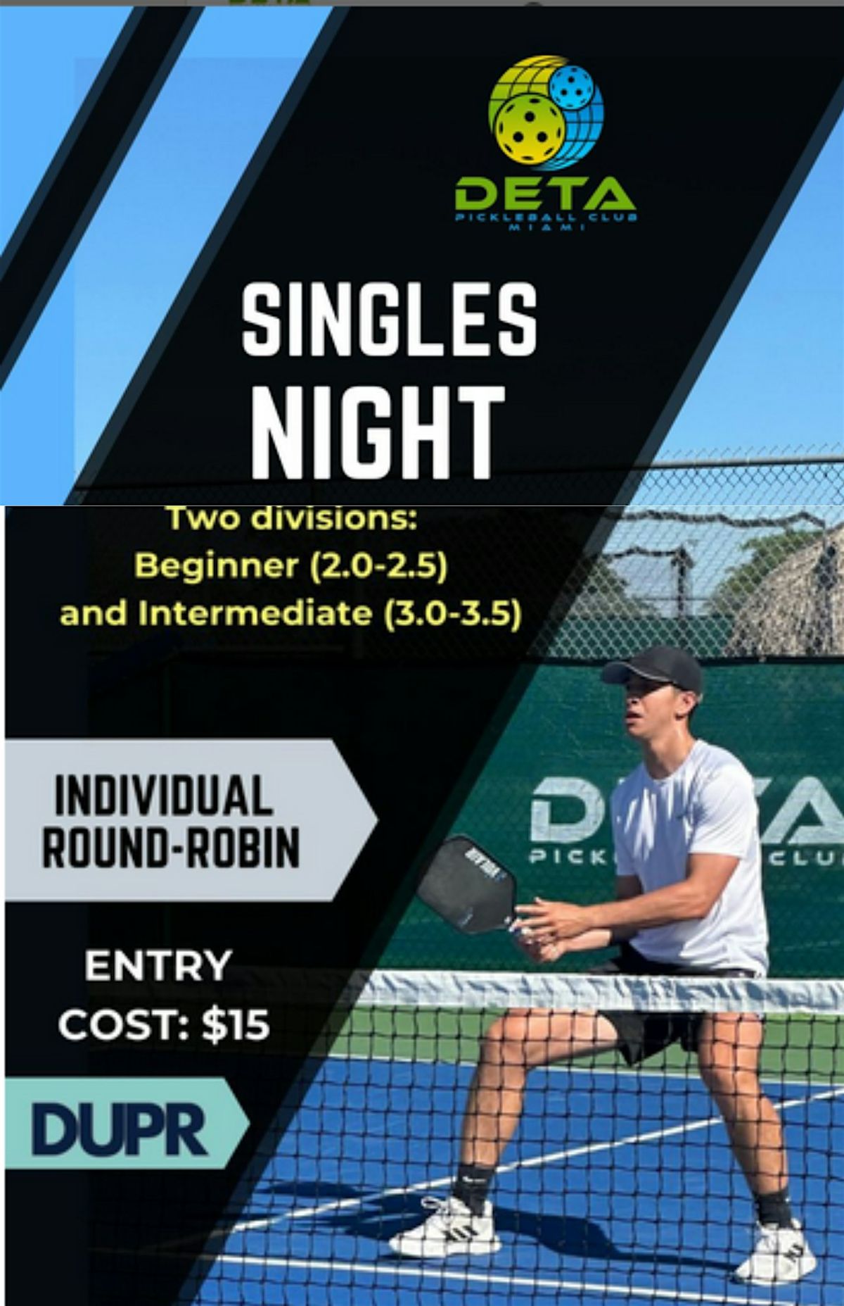 Singles Pickleball Night, DETA Pickleball Club, Miami, 5 June 2024 ...