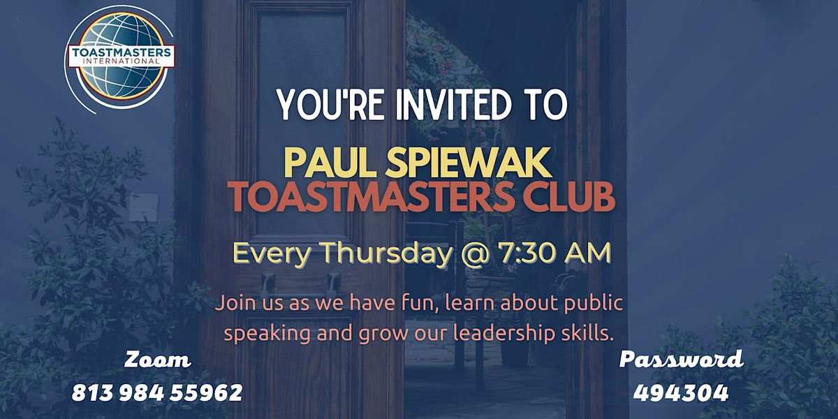 Paul Spiewak Toastmasters Club Meeting, November 16 2023 | Online Event ...