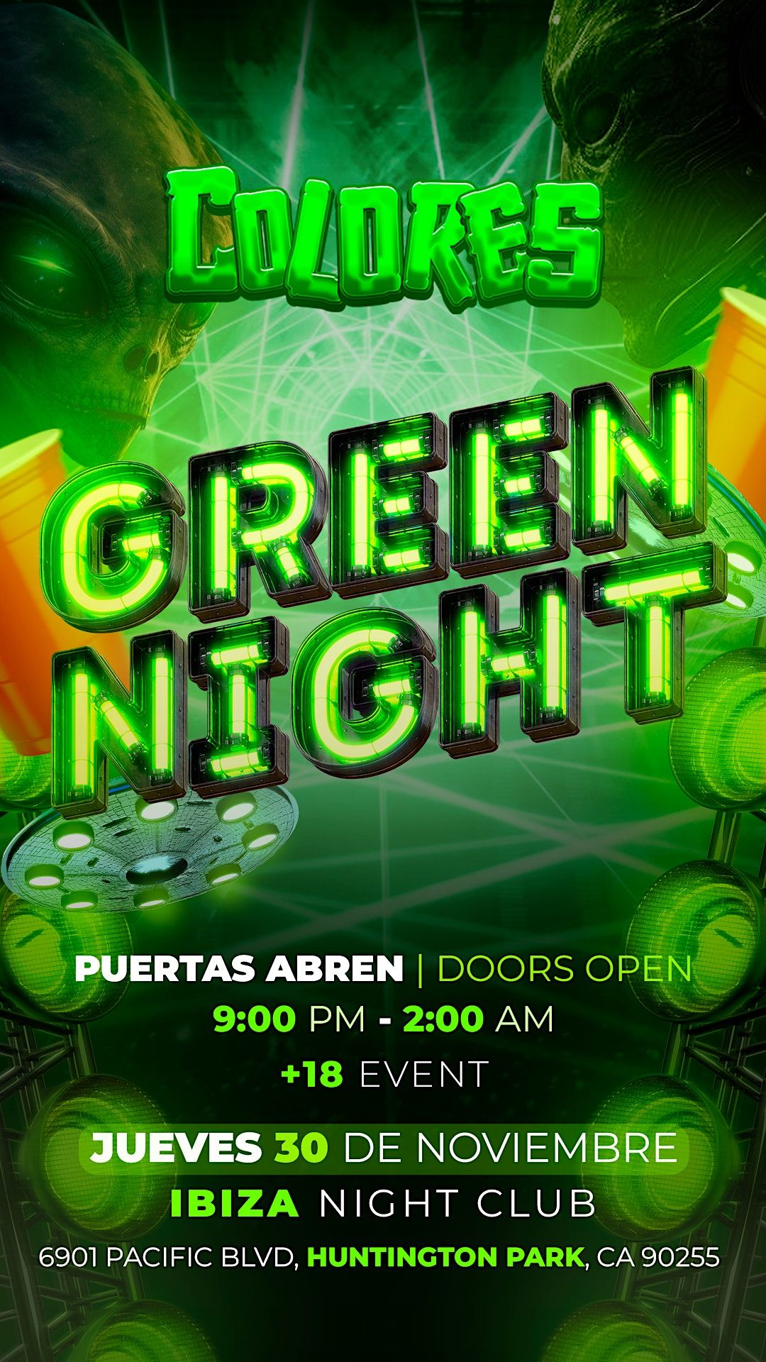 Colores Green Night Party!, Ibiza Nightclub, Pacific Boulevard ...