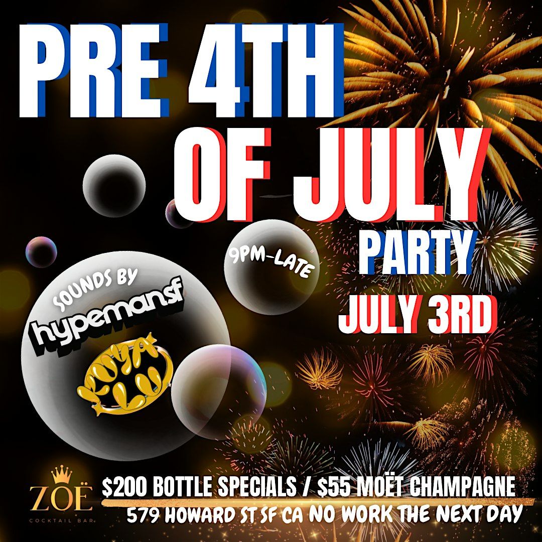 Pre 4th Of July PARTY, ZOE Cocktail Bar, 579 Howard Street, San Francisco, CA, USA, 3 July 2024 ...