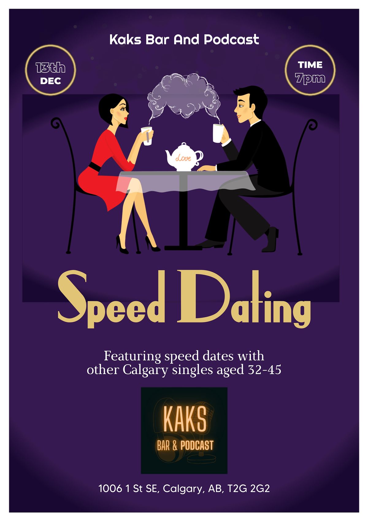 Speed dating at Kaks Podcast Bar 32-45, Kaks Bar and Podcast, Calgary ...