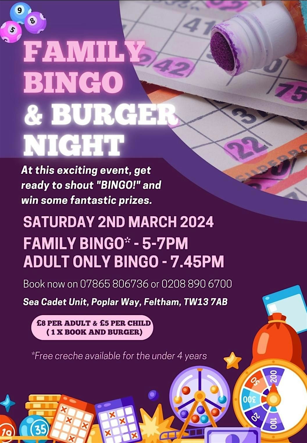 Bingo & Burger Night, The Sea Cadet Corps, Poplar Way, Feltham, UK, 2 ...