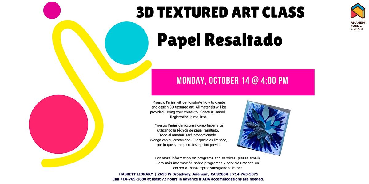 3D Textured Art Class/ Papel Resaltado at Haskett Branch, Haskett ...