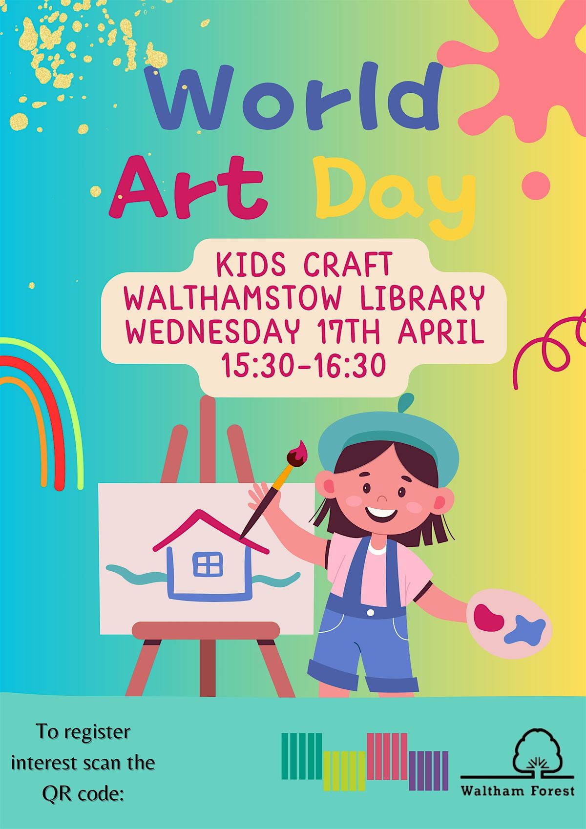 World Art Day- kids craft at Walthamstow library, Walthamstow Library, London, 17 April 2024 ...