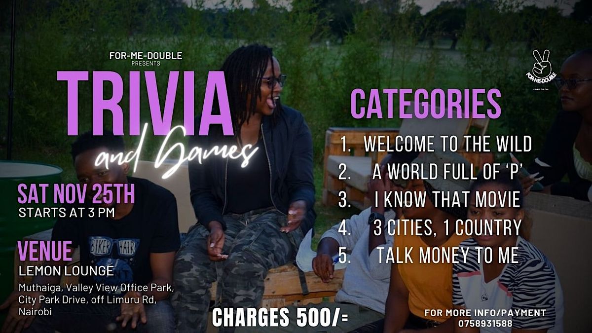 TRIVIA AND GAMES AT LEMON LOUNGE, Lemon Lounge, Nairobi, 25 November ...