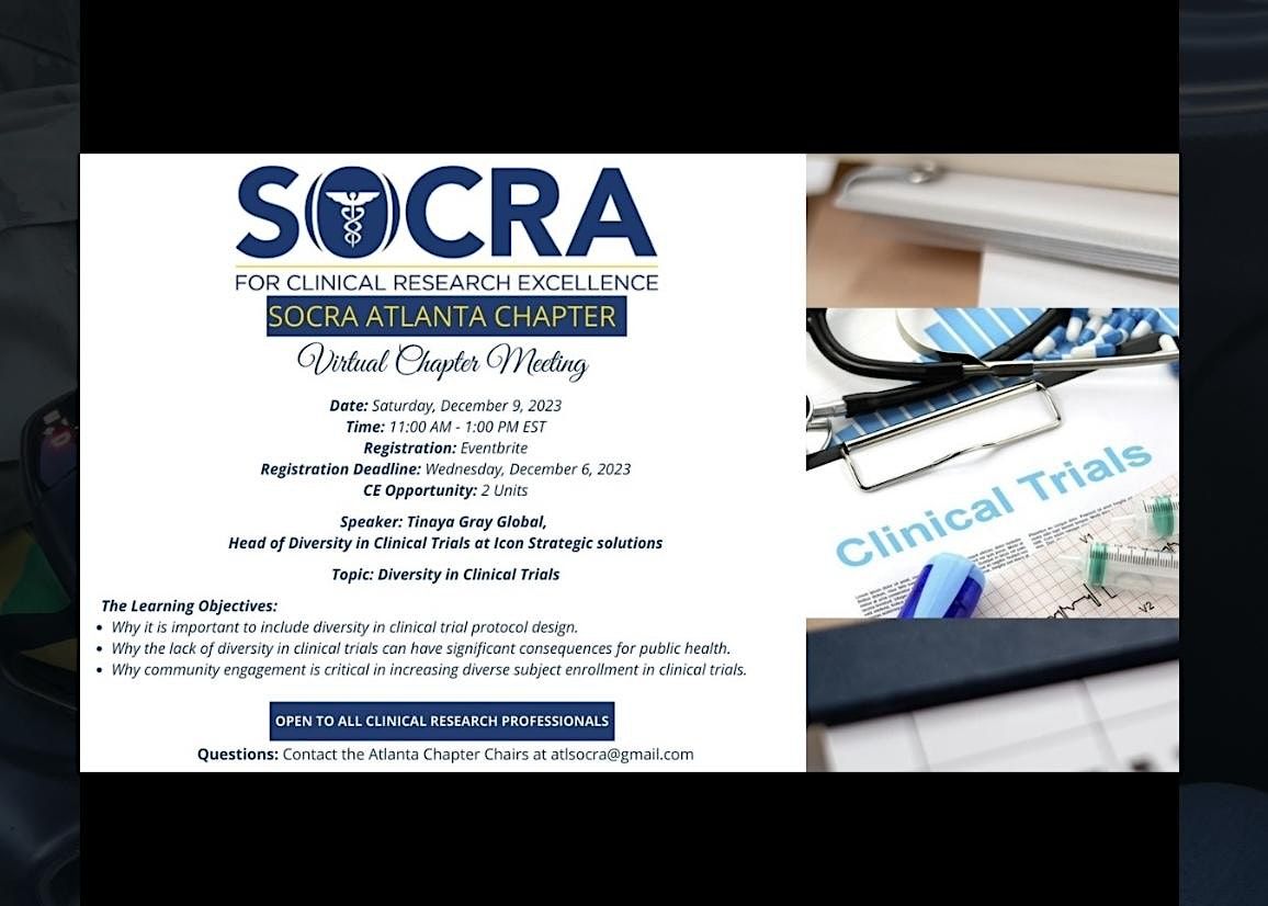 SOCRA Atlanta Chapter - Virtual Chapter Meeting, December 9 2023 ...