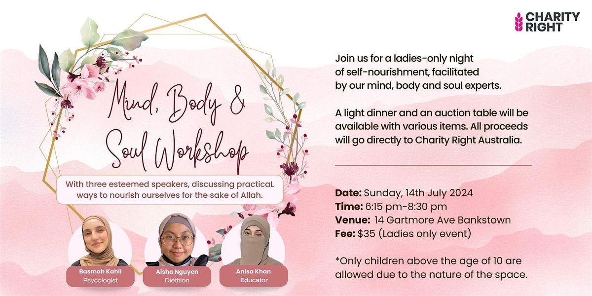 Mind Body Soul Workshop, 14 Gartmore Ave, Bankstown, 14 July 2024 ... Mind Body Soul Workshop, 14 Gartmore Ave, Bankstown, 14 July 2024 ...