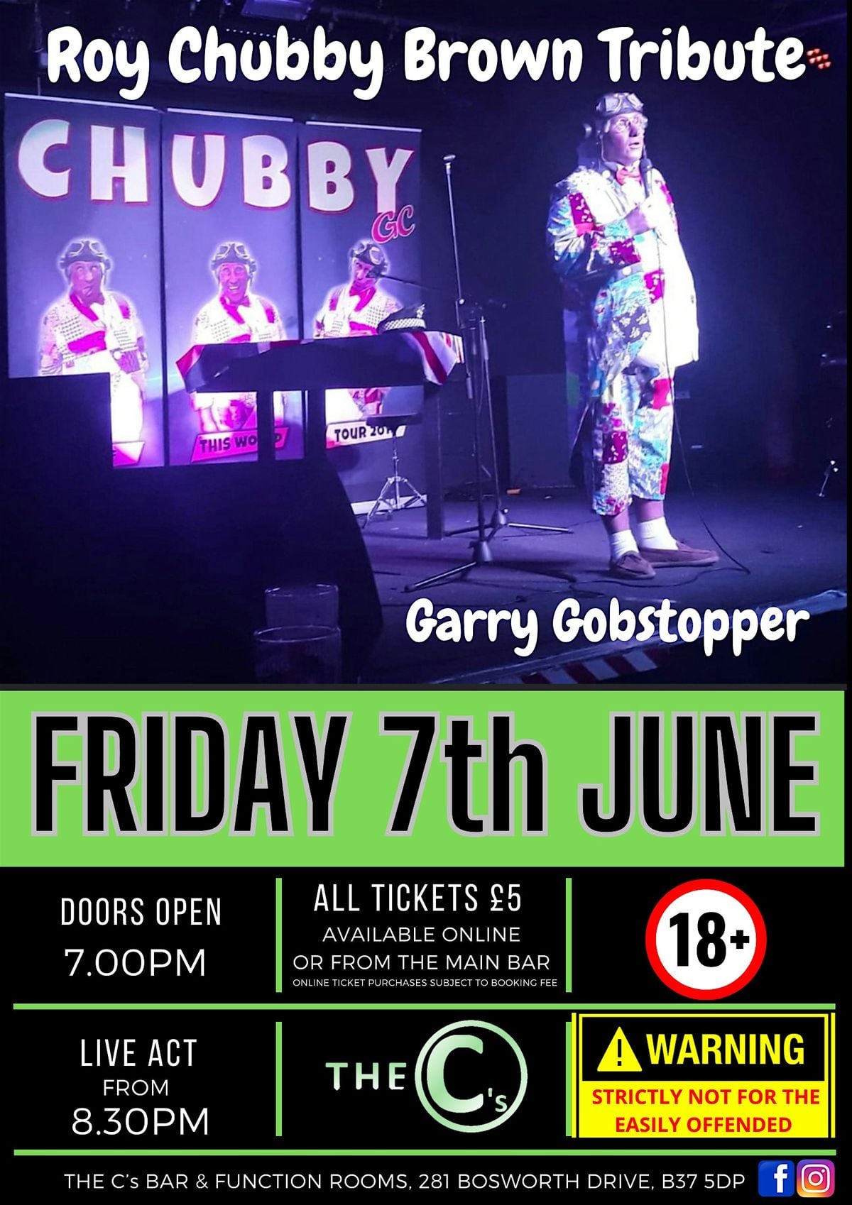 Roy Chubby Brown Tribute - Gary Gobstopper at The SJB, The SJB ...