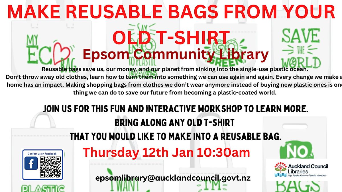 Reusable Bag Workshop for ages 5+, Epsom Community Library, Auckland ...