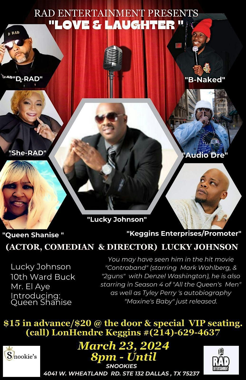 RAD Entertainment Presents Love & Laughter Comedy Tour, Snookie’s ...