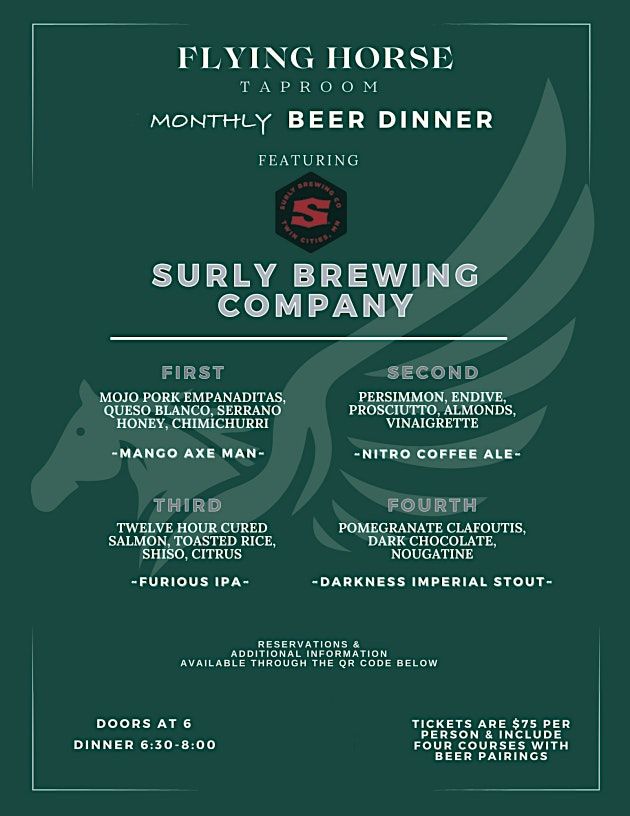 Chef Beer Dinner with Surly Brewing Co., Flying Horse Taproom, Kansas ...