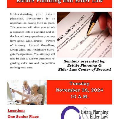 Open Q&A About Estate Planning And Elder Law, One Senior Place ...